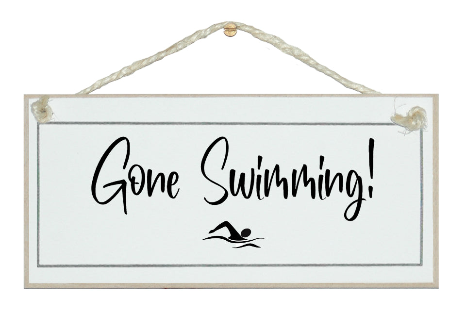 Gone Swimming. Sign – Crafty Clara